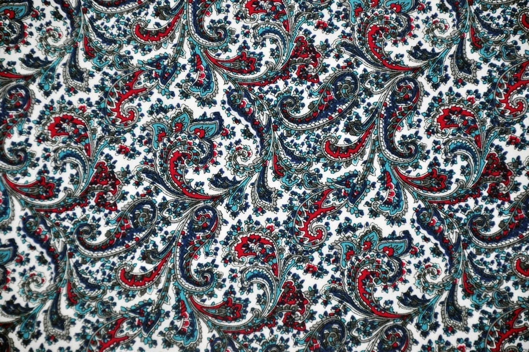 Kelly Crepe Fabric, Turkish Ethnic Folk Fabric, Ethnic Pattern, Paisley ...