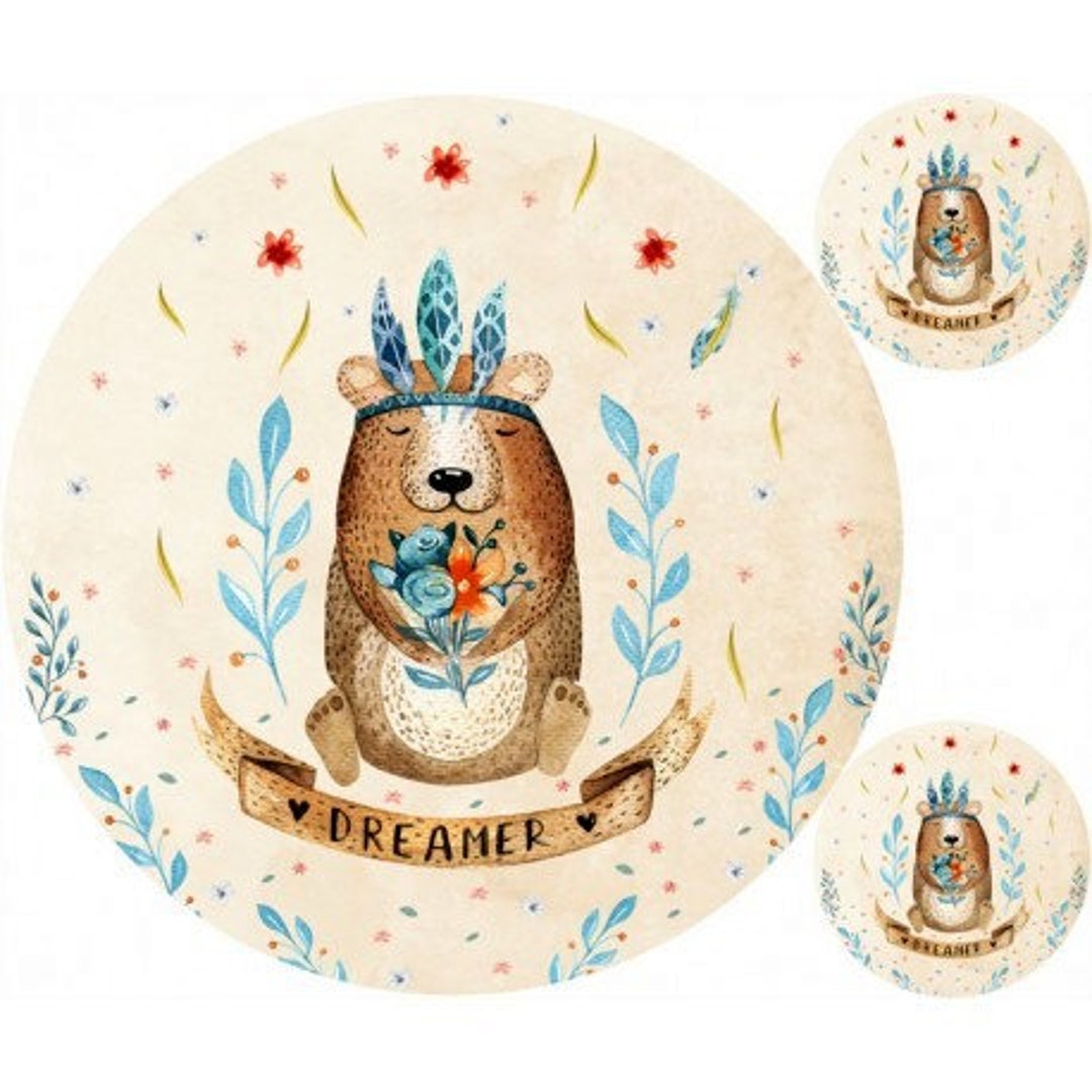 Autumn Bear Play Mat, Personalized Panel for Floor Mat, Bear Boho Baby ...