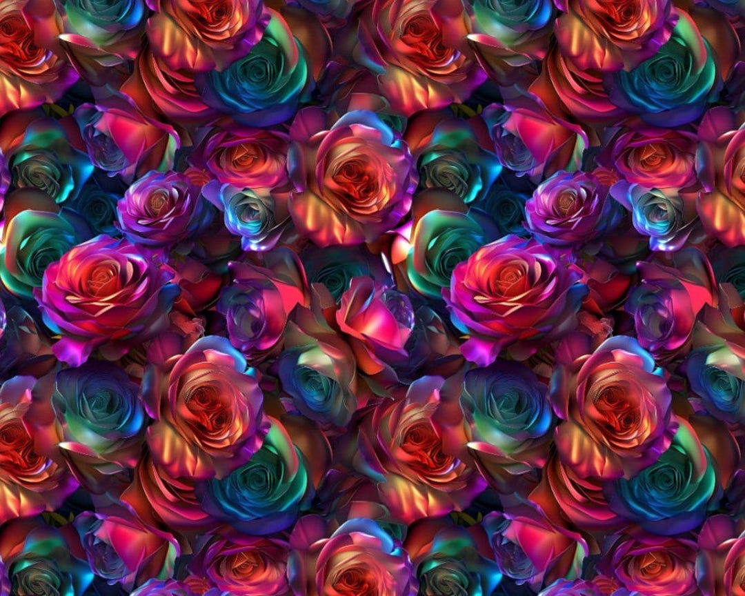 1 Meter Rainbow Roses Waterproof Oxford Fabric, Outer Material ...