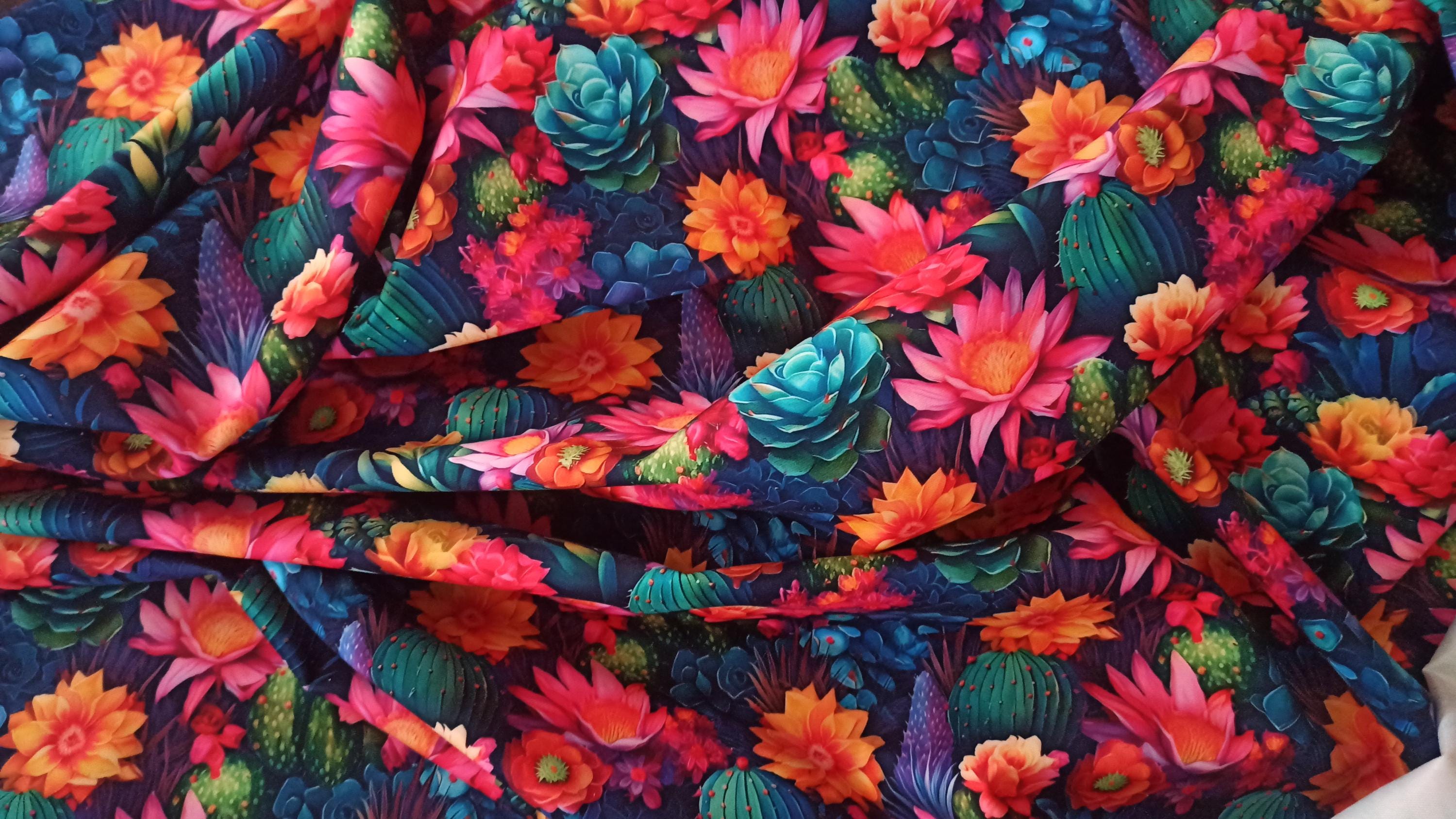 1 Meter Colorful Cacti Velvet Fabric, Upholstery Velvet Fabric, Home ...