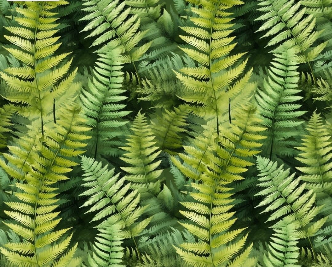 1 Yard Fern Leaves, Ferns Waterproof Fabric, Purple Irises Polyester ...