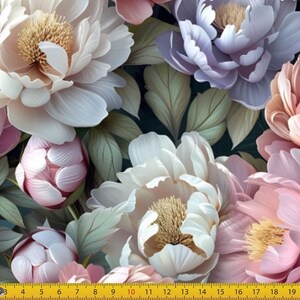1 Yard Peony Flowers Waterproof Fabric, Flowers Polyester Waterproof ...