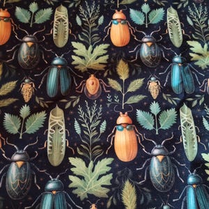 1 Yd Forest Insects, Forest Beetles Velvet Fabric, Italian Velvet ...