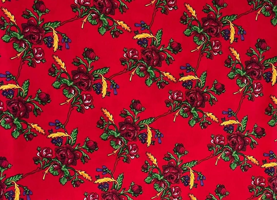 Polish Folk Farbic, Highlander Flowers Pattern, Folklore, Rose Garden ...