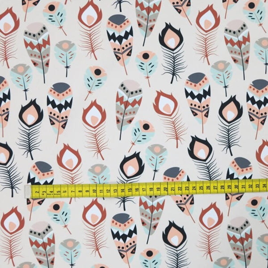 Waterproof Fabric Boho Feathers Waterproof Polyester - Etsy
