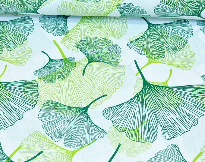 Gingko Leaves Fabric Gingko Tropical Leaf Cotton Fabric - Etsy