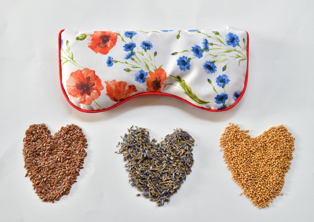 Organic Eye Sleep Mask, Mustard Seed Eye Pillow, Lavender, Organic Flax ...