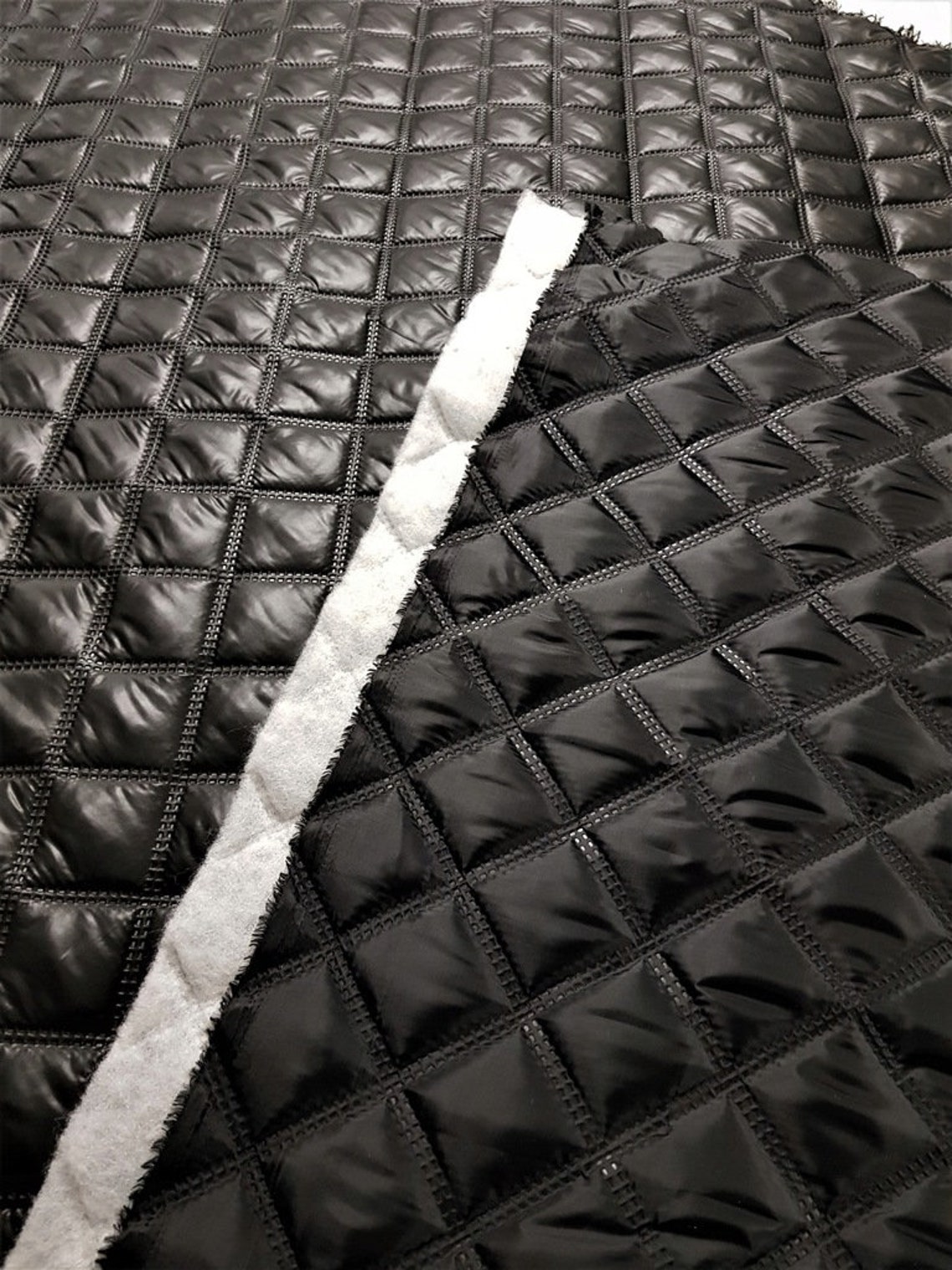 1 Yd - Black Nylon Ripstop Fabric, Nylon Spandex Shiny, Glossy ...