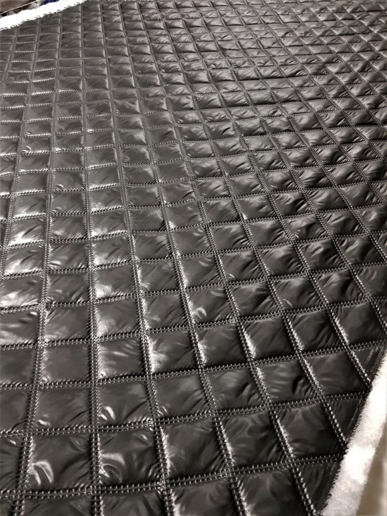 1 Yd - Black Nylon Ripstop Fabric, Nylon Spandex Shiny, Glossy ...