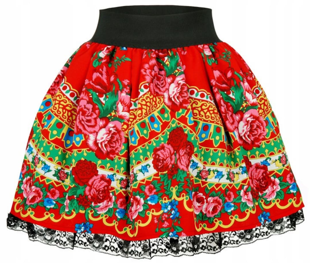 Falda folclórica tradicional, minifalda montañesa folclórica polaca ...