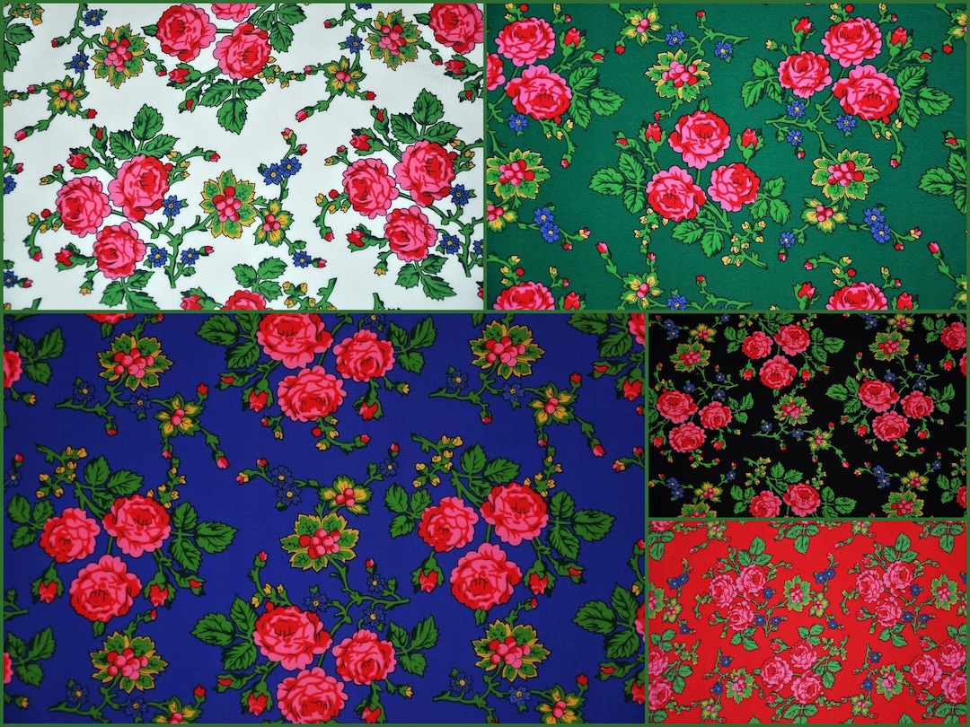 Polish Folk Farbic, Highlander Flowers Pattern, Folklore, Blue ...