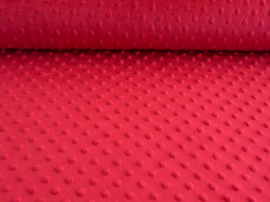 Plush Minky Fabric, Red Minky Dots, Dot, Dimple Minky, 350g/m2 , Red ...