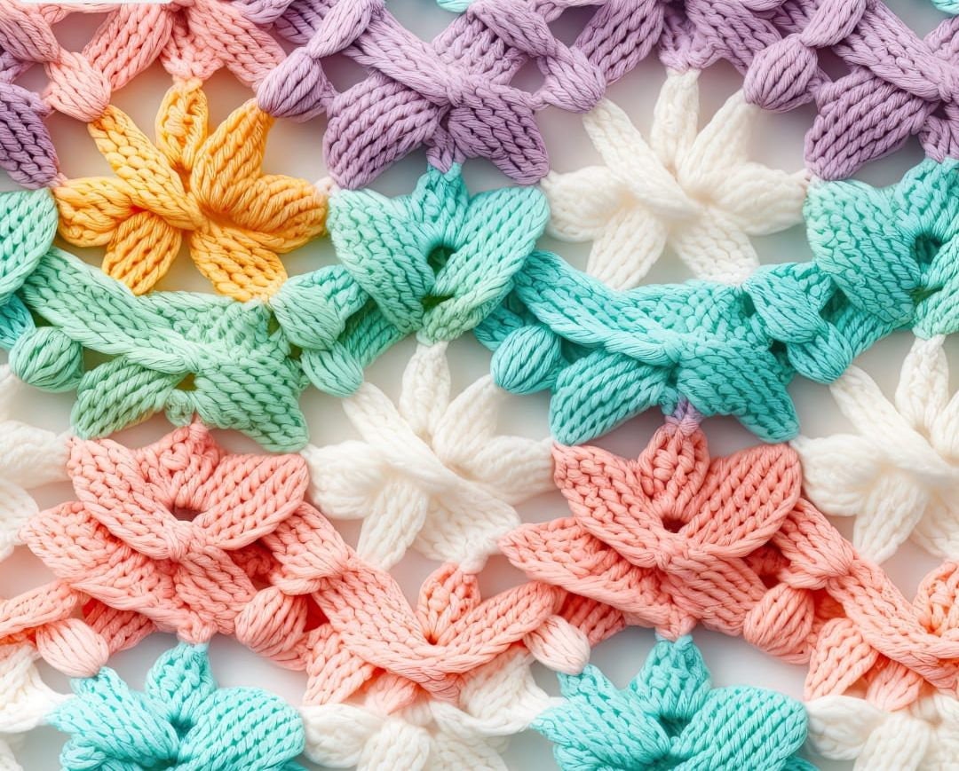 1 Yard Pastel Crochet Pattern Waterproof Fabric, Crochet Polyester ...