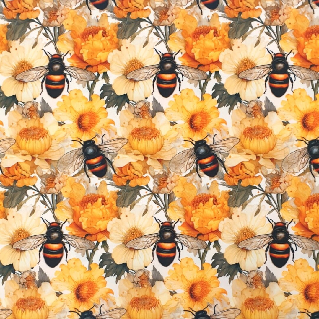 1 Yd Bees in Flowers Italian Velvet Fabric, Upholstery Fabric ...