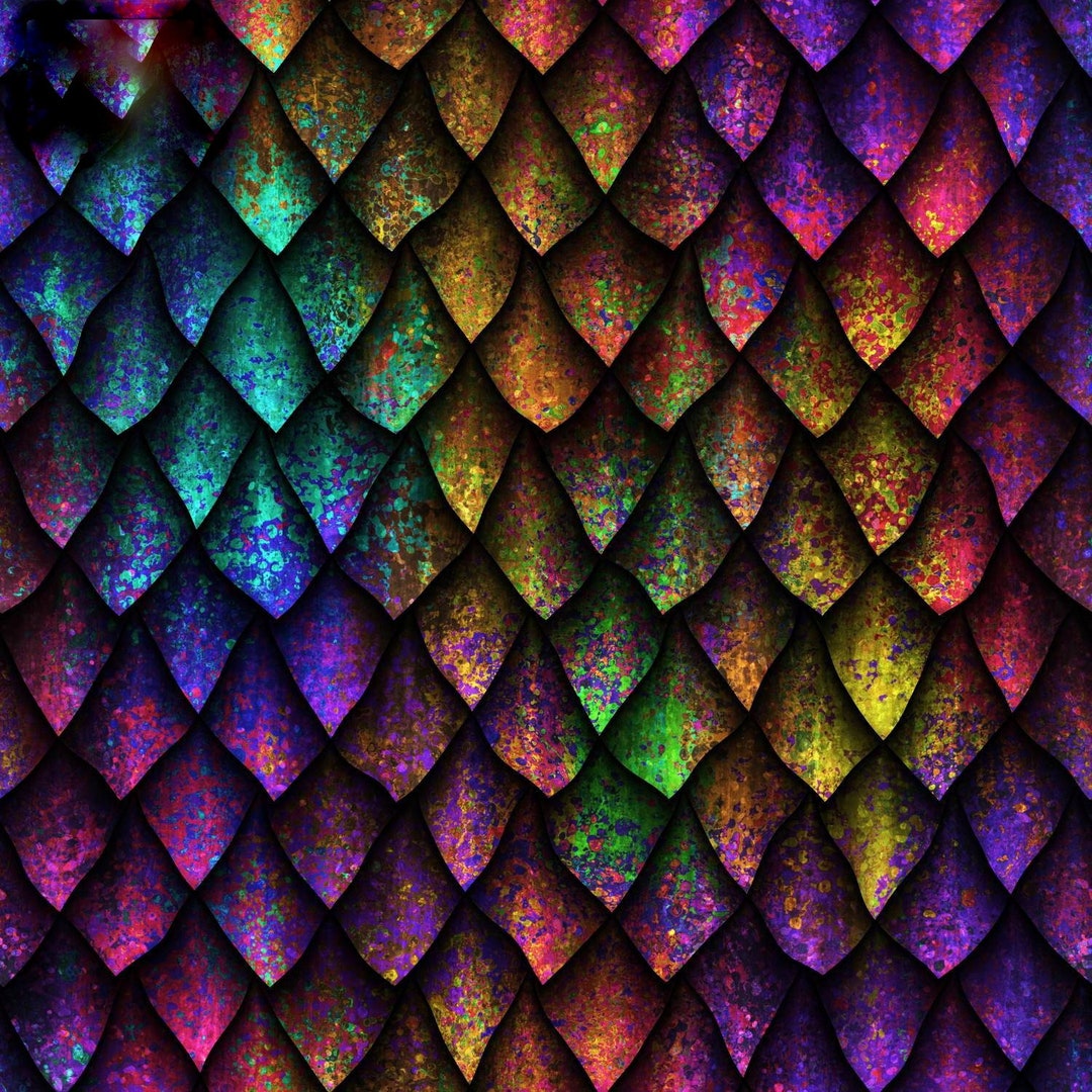 1 Yd Rainbow Fish Scales Waterproof Fabric, Colorful Dragon Mermaid ...