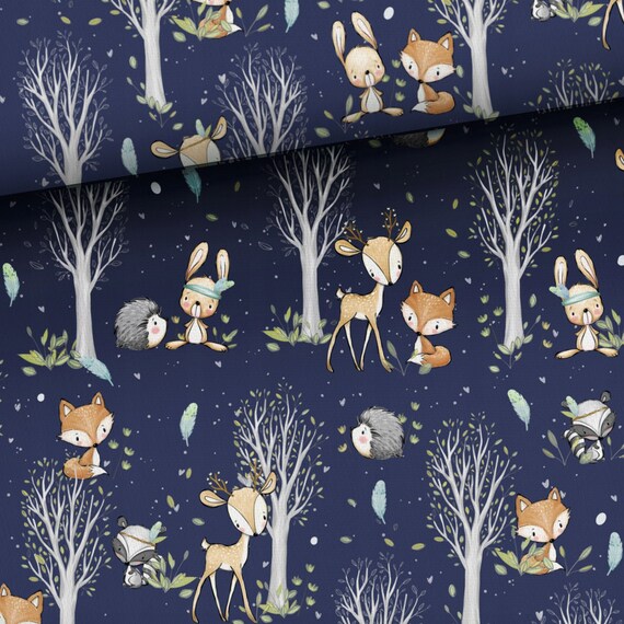 Forest Adventures Cotton Fabric Forest Animals Woodland - Etsy
