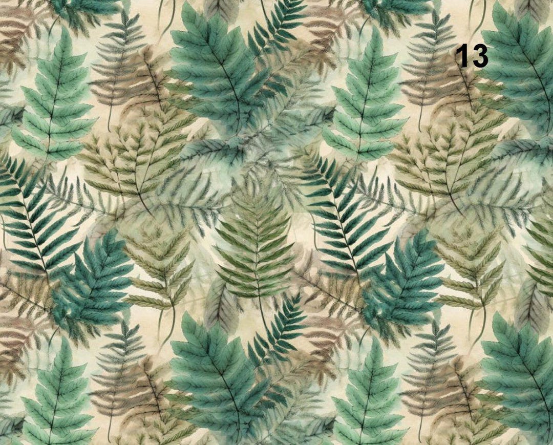 1 Meter Fern Leaves, Forest Ferns Italian Velvet, Velvet Fabric, Ferns ...