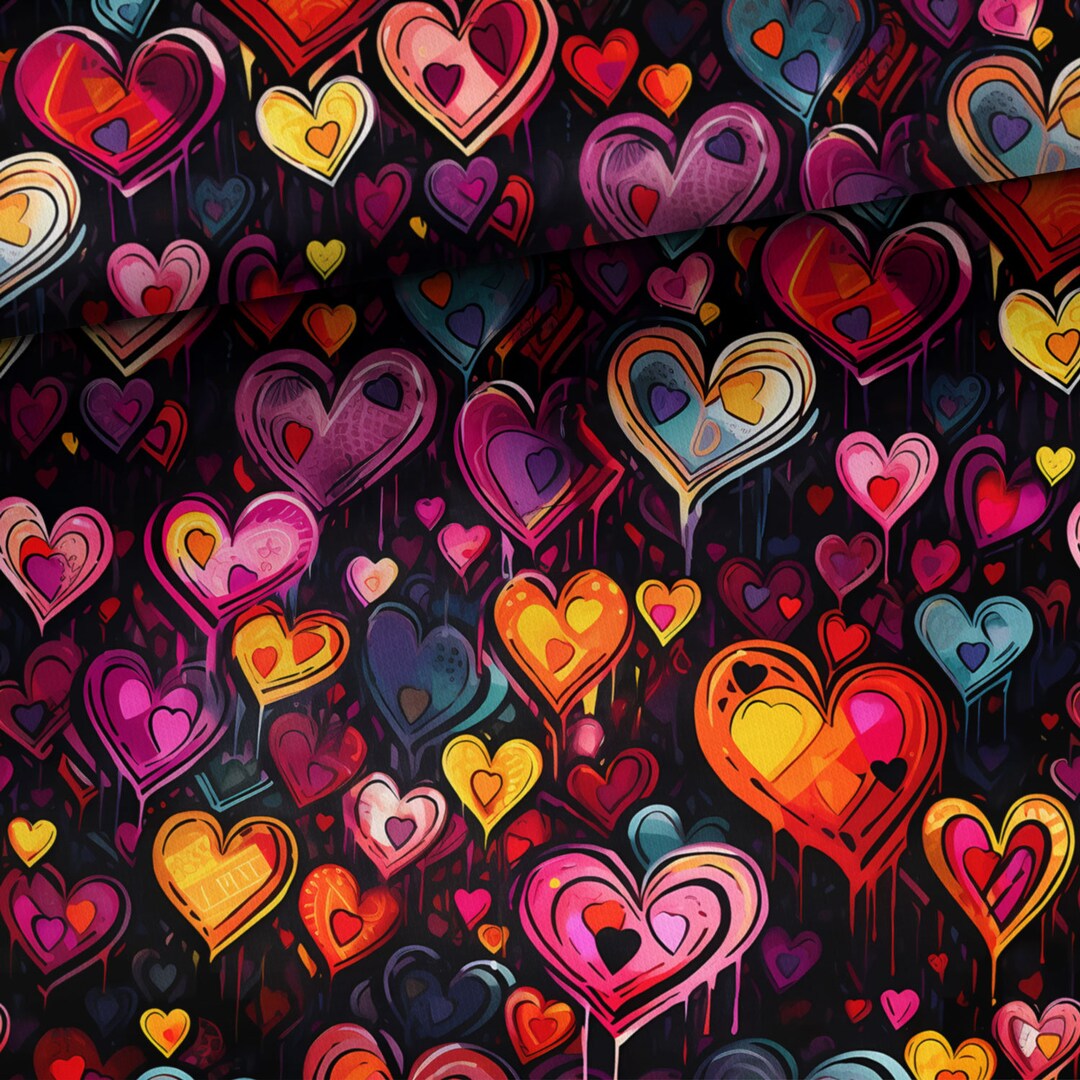Colorful Hearts, Valentine Hearats, Rainbow Hearts Premium Cotton ...