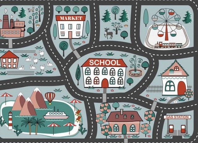 Baby City play mat Panel for self-sewing Road Playmat for | Etsy