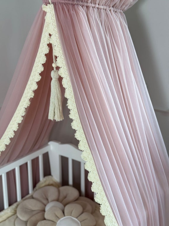 Boho Canopy for Baby Bed Tulle Canopy for Child Tassel Metal Frame Canopy for Children s Room Baby Crib Canopy Nursery Canopy Etsy