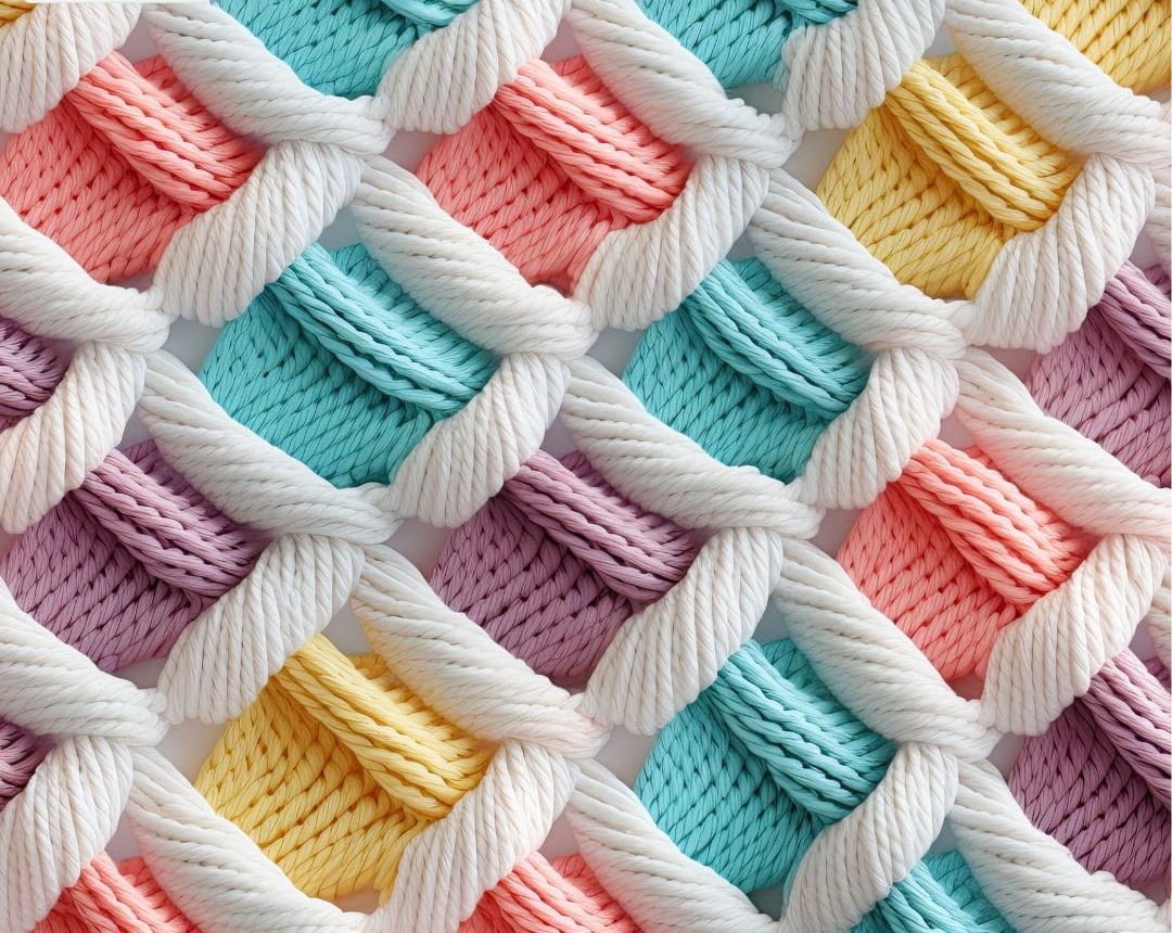 1 Yard Pastel Crochet Pattern Waterproof Fabric, Crochet Polyester ...