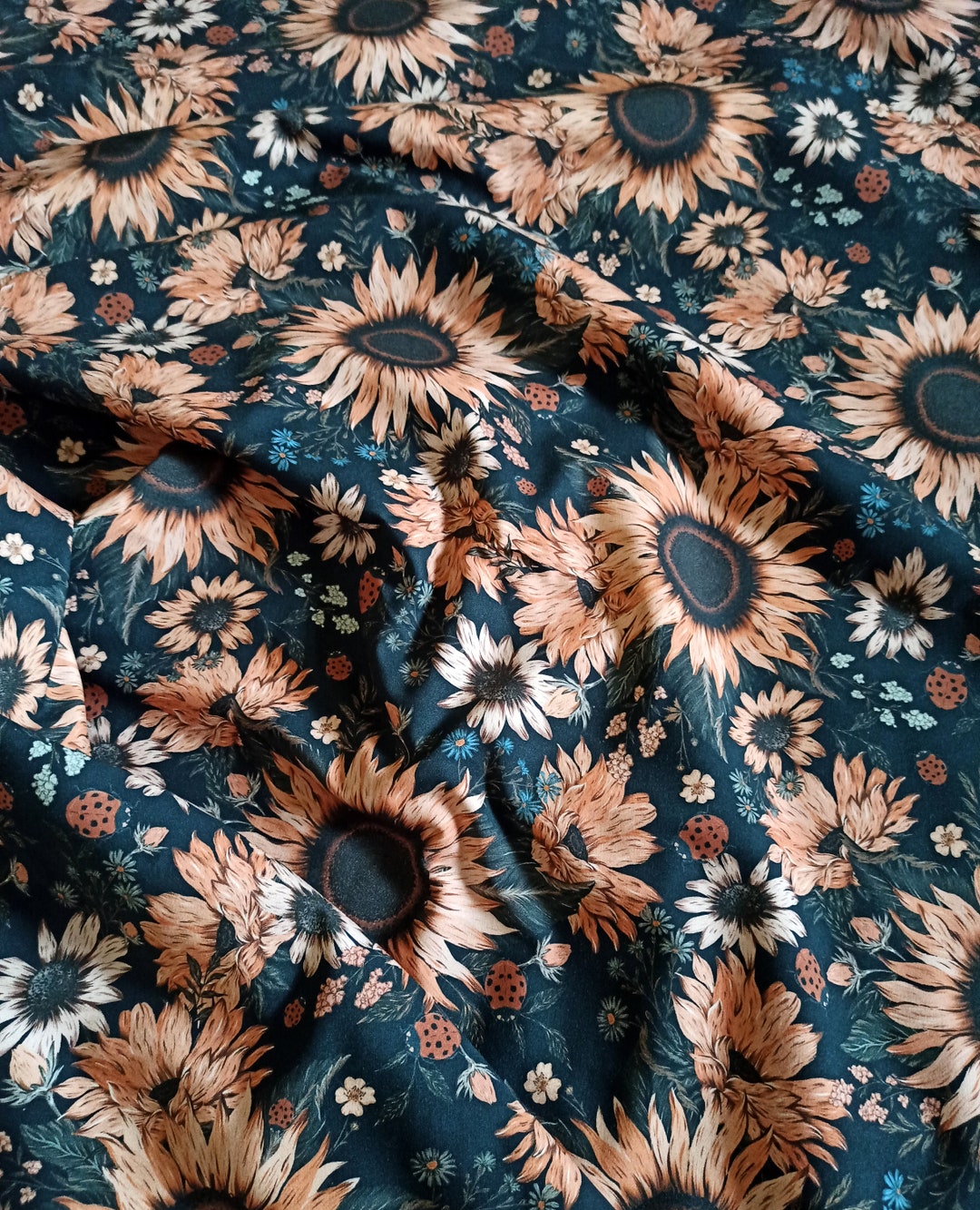 Sunflowers Fabric, Sunflowers Premium Cotton Fabric, Flower Meadow ...