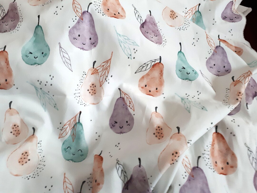 Watercolor Pastel Pears Premium Cotton Fabric, Sweet Pears Premium ...