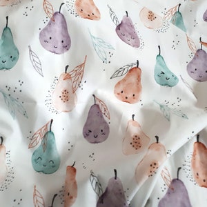 Watercolor Pastel Pears Premium Cotton Fabric, Sweet Pears Premium ...