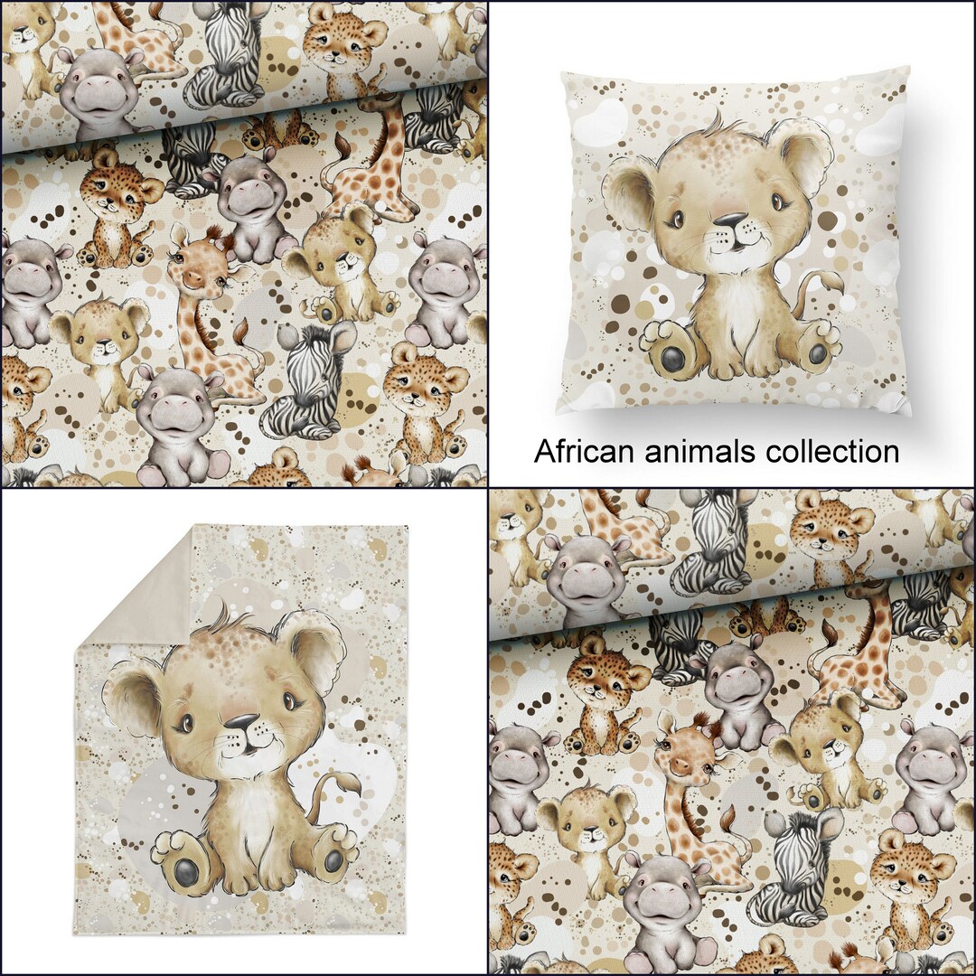 Collection African Animals, Panels for Sewing Baby Pillows, Blankets ...