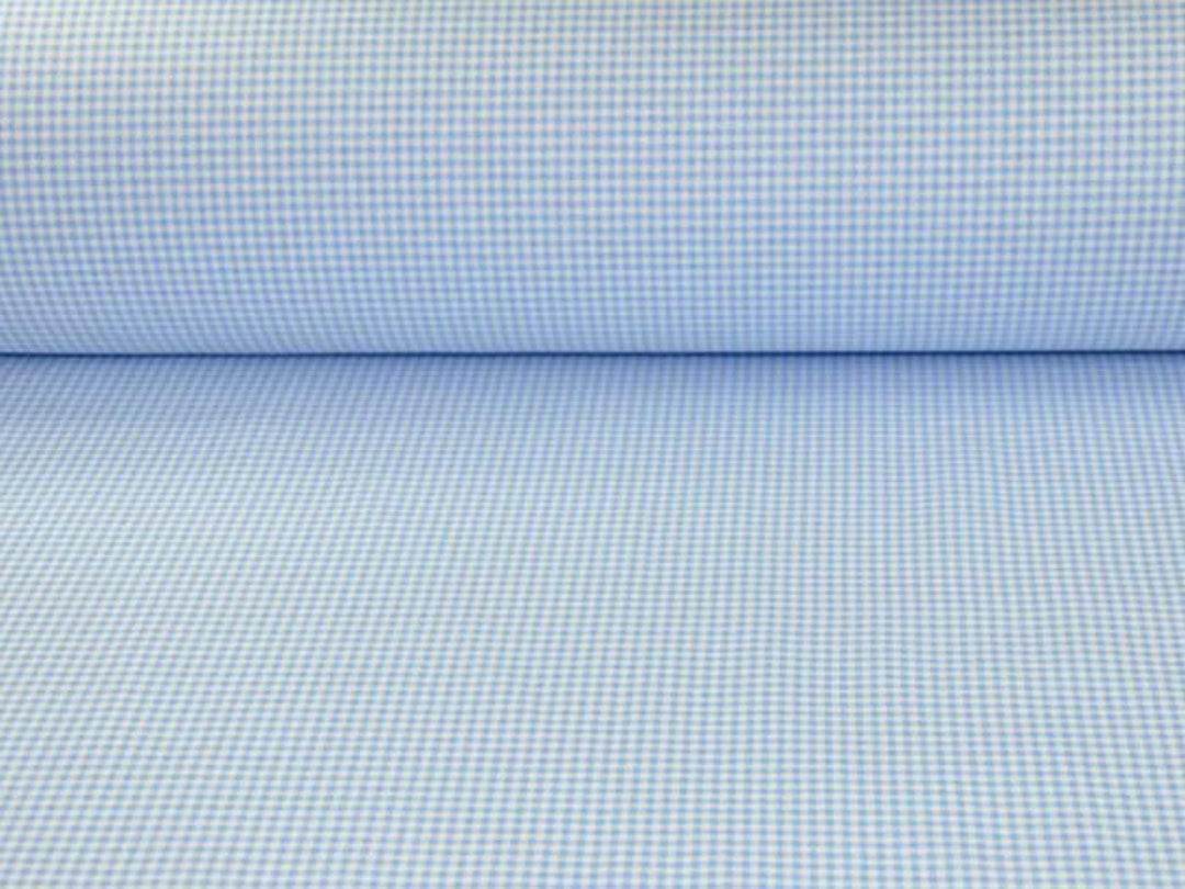 Small White Blue Checkered Fabric, Blue Gingham Cotton Fabric ...