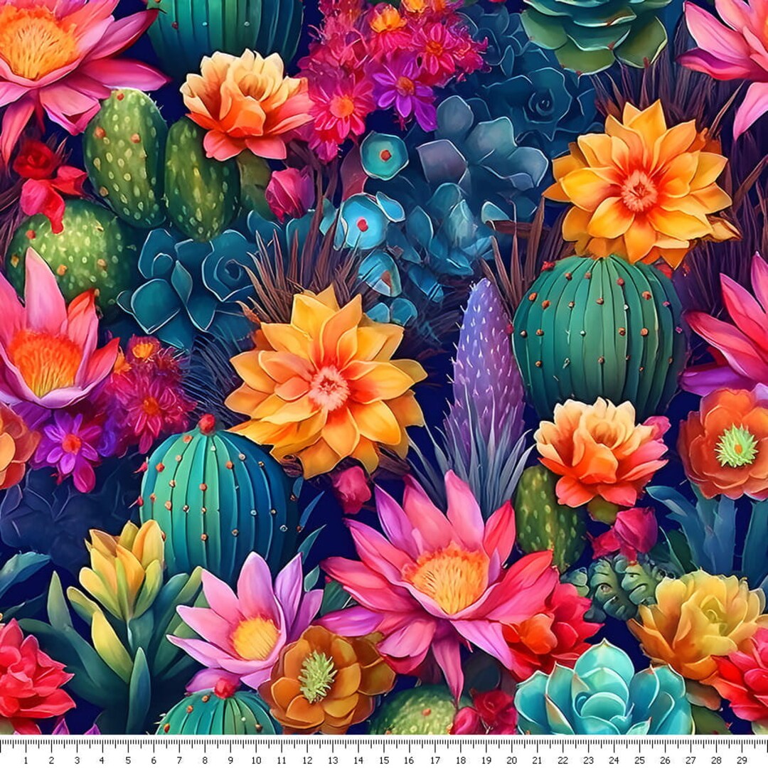 1 Meter Colorful Cacti Velvet Fabric, Upholstery Velvet Fabric, Home ...