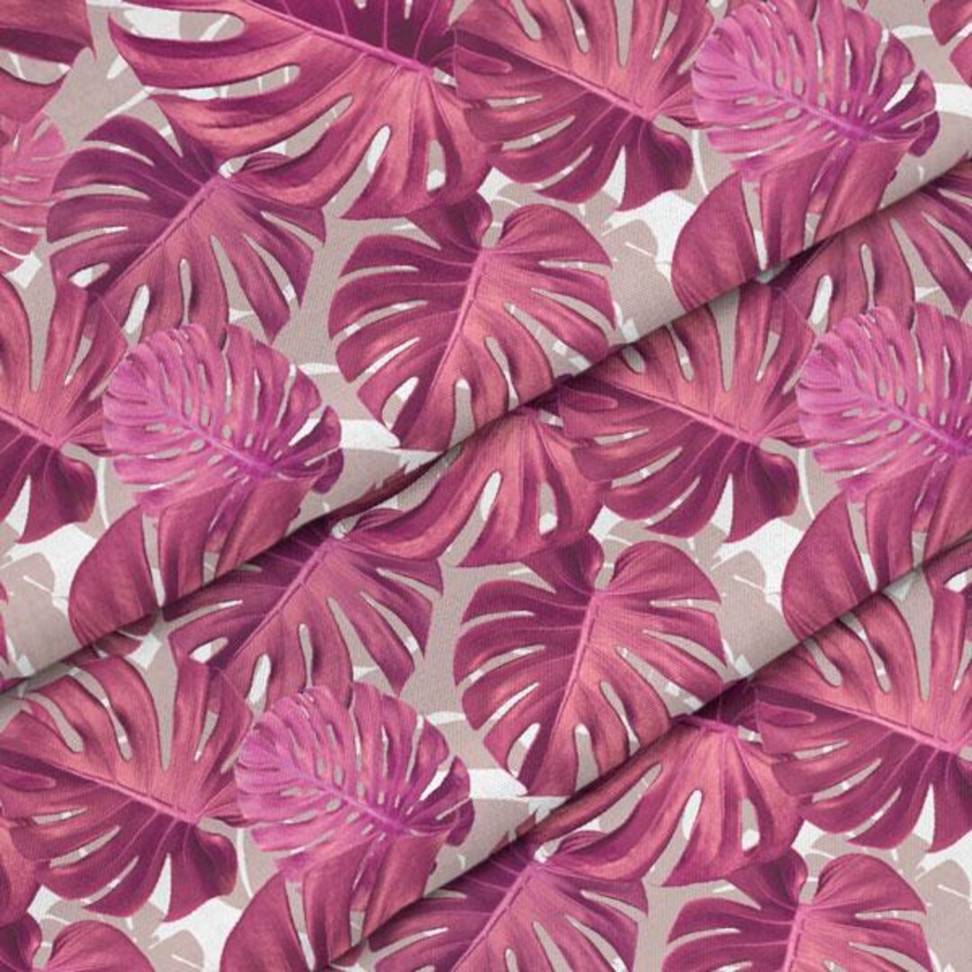 1 Meter Upholstery Velour Colorful Monstera, Upholstery Fabric in ...