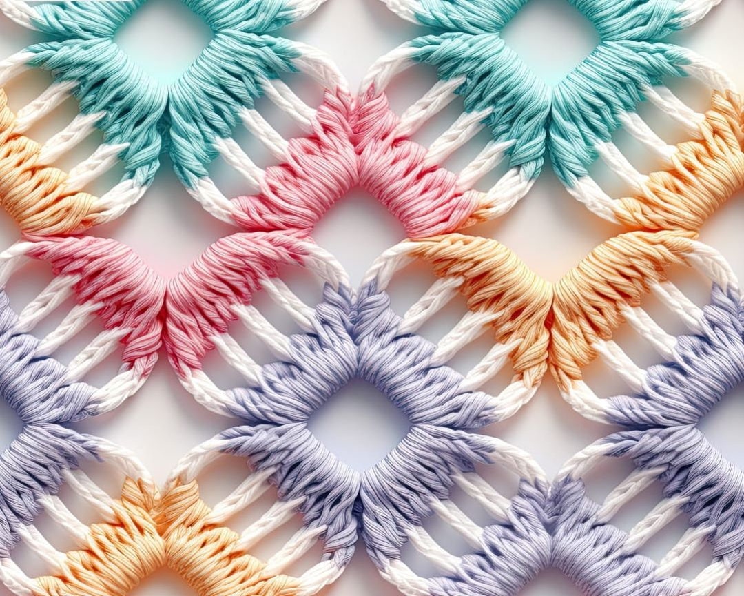 1 Yard Pastel Crochet Pattern Waterproof Fabric, Crochet Polyester ...