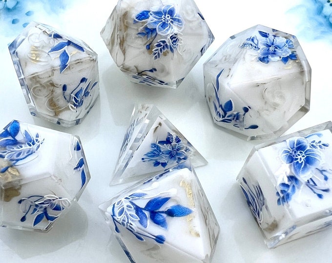 Regal Porcelain Dice | Teacup Dice | Floral Dice | Artisan Resin Dice ...