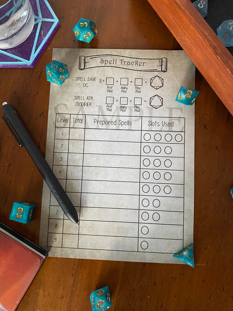 Dnd Spell Slot Tracker Spell Tracker Dnd Spell Tracker 5e - Etsy