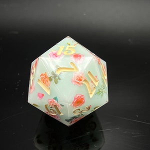 Afternoon Tea JUMBO D20 Floral D20 Fairy D20 Handmade Dice Spring Dice Dnd Dice Jumbo Dice TTRPG ...