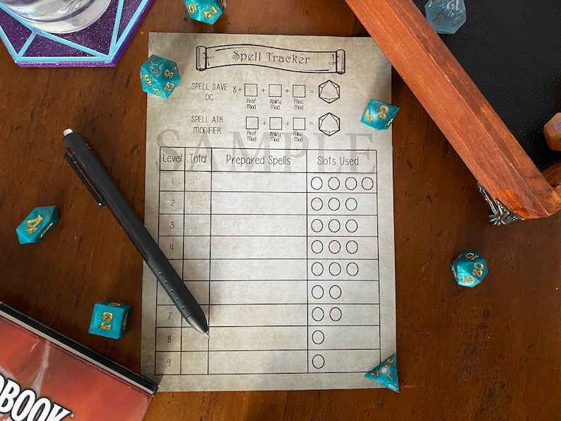 Dnd Spell Slot Tracker Spell Tracker Dnd Spell Tracker 5e | Etsy