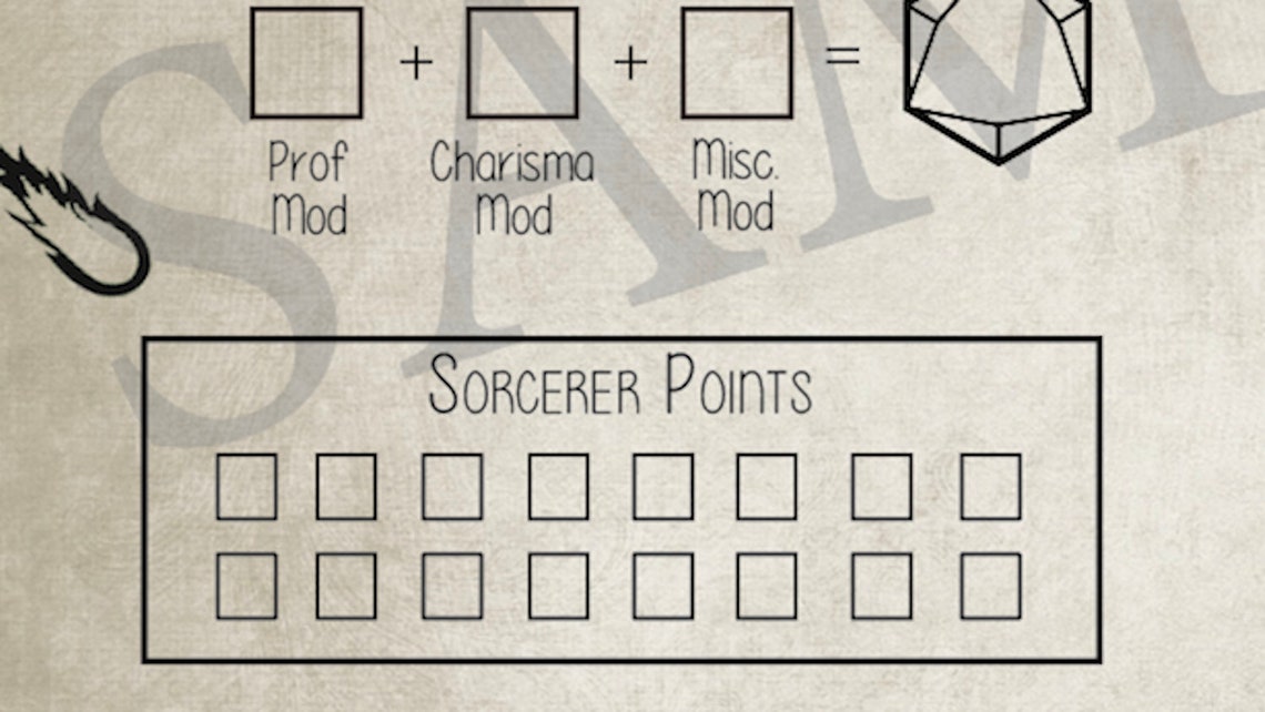 Sorcerer Spell Tracker Dnd Spell Slot Tracker Spell | Etsy