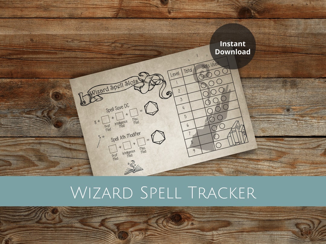 Wizard Spell Tracker | Dnd Spell Slot Tracker | Spell Tracker Dnd ...