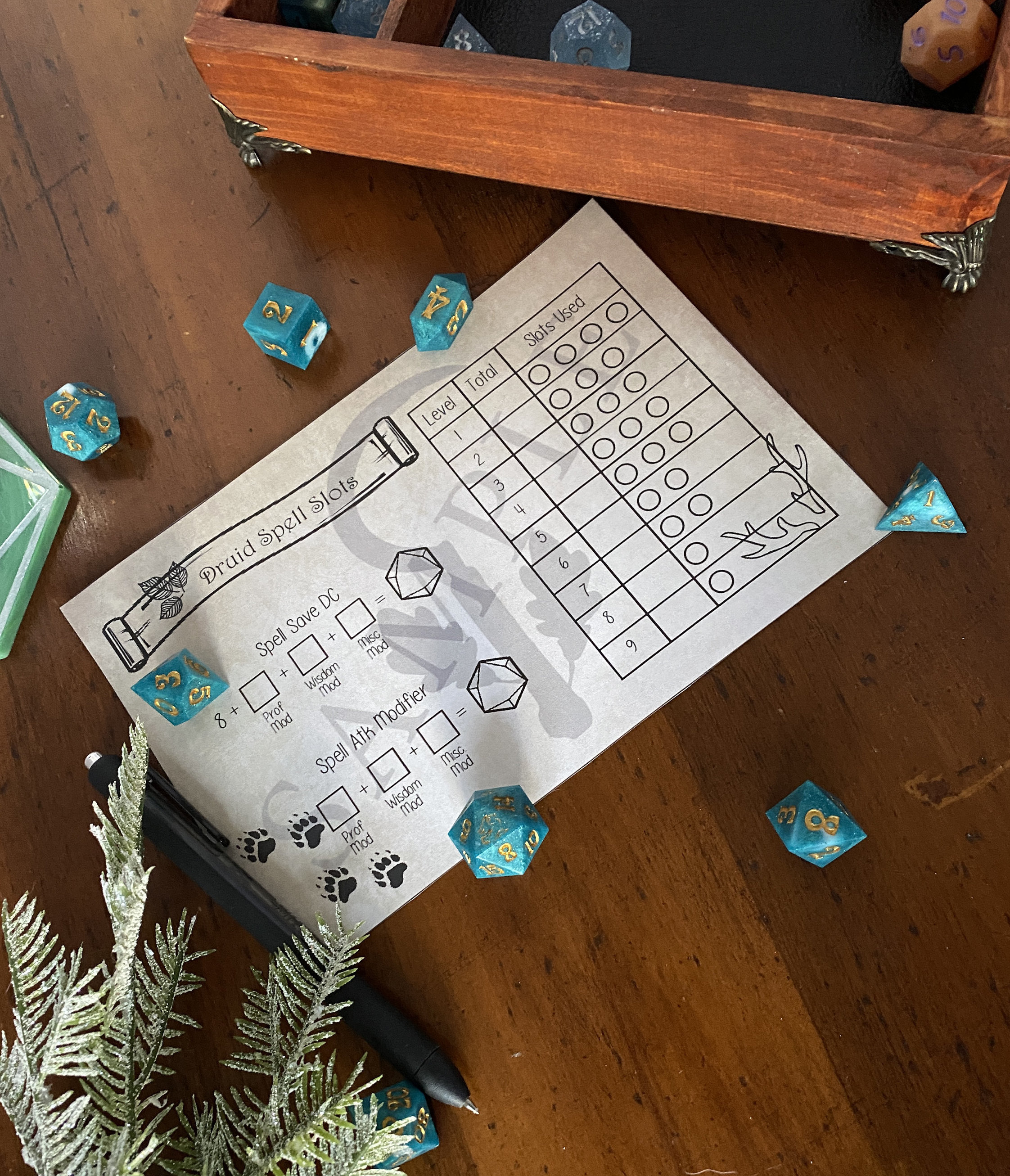 Druid Spell Tracker D&D Spell Tracker Spell Tracker Dnd | Etsy