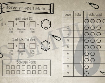 Warlock Spell Tracker D&D Spell Slot Tracker | Etsy