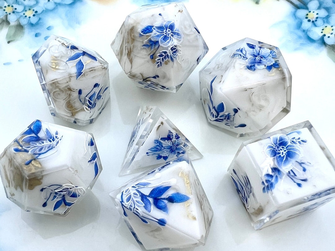 Regal Porcelain Dice | Teacup Dice | Floral Dice | Artisan Resin Dice ...