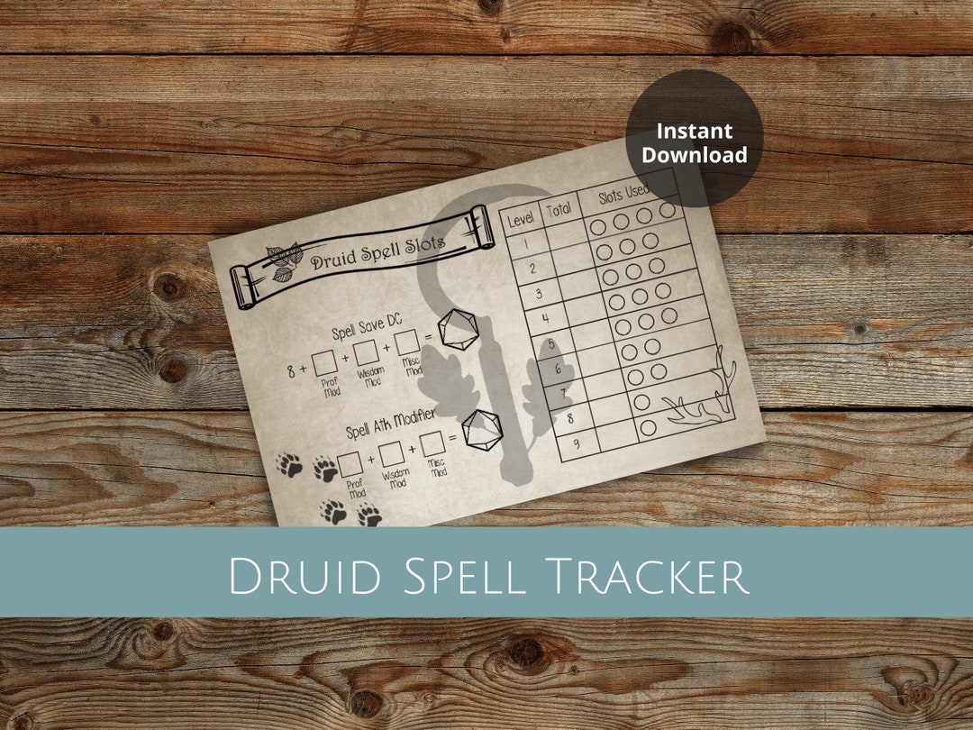 Druid Spell Tracker | D&D Spell Tracker | Spell Tracker Dnd | Spell ...
