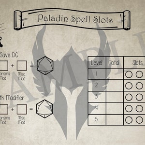 Paladin Spell Tracker | Dnd Spell Slot Tracker | Spell Tracker Dnd ...
