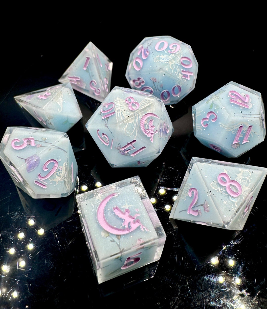 Daphne Dice Set | Diamond of the Season | Teacup Dice | Floral Dice ...