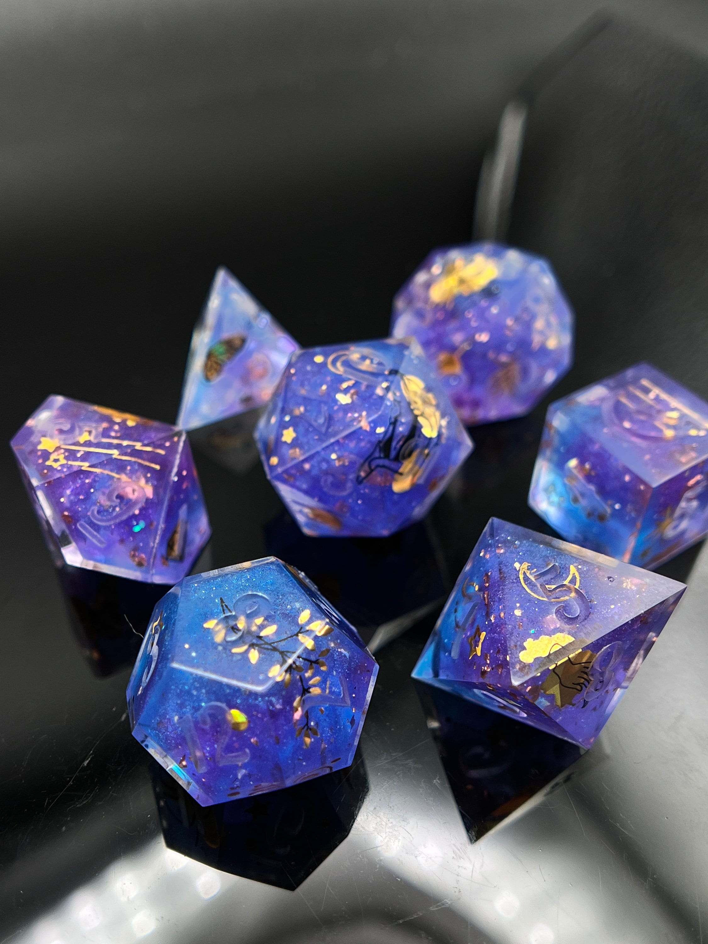 Midnight Spellbook Set | Handmade Dice | Dnd | Galaxy Dice Set | Dnd ...