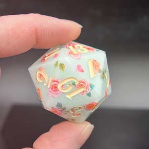 Afternoon Tea JUMBO D20 Floral D20 Fairy D20 Handmade Dice Spring Dice Dnd Dice Jumbo Dice TTRPG ...