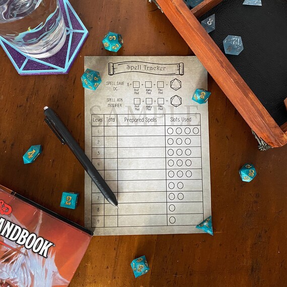 Dnd Spell Slot Tracker Spell Tracker Dnd Spell Tracker 5e | Etsy