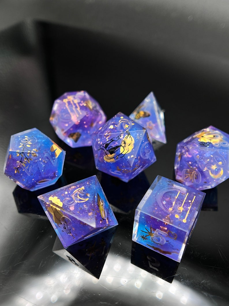 Midnight Spellbook Set | Handmade Dice | Dnd | Galaxy Dice Set | Dnd ...