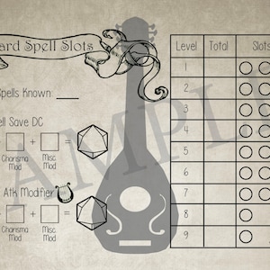 Bard Spell Tracker | Dnd Spell Slot Tracker | Spell Tracker Dnd | Spell ...